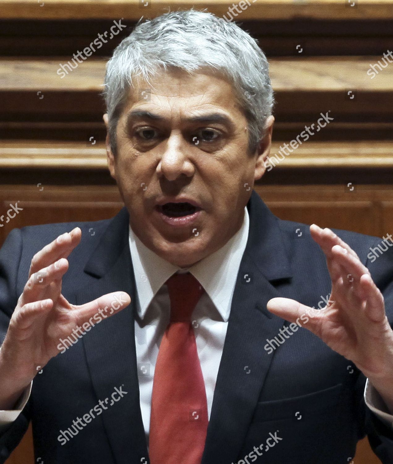 Portuguese Prime Minister Jose Socrates Delivers Editorial Stock Photo ...