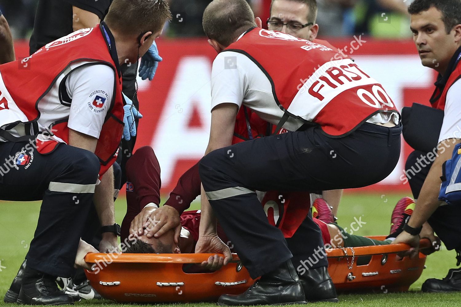 Cristiano Ronaldo Portugal Stretchered Off Pitch Editorial Stock Photo ...
