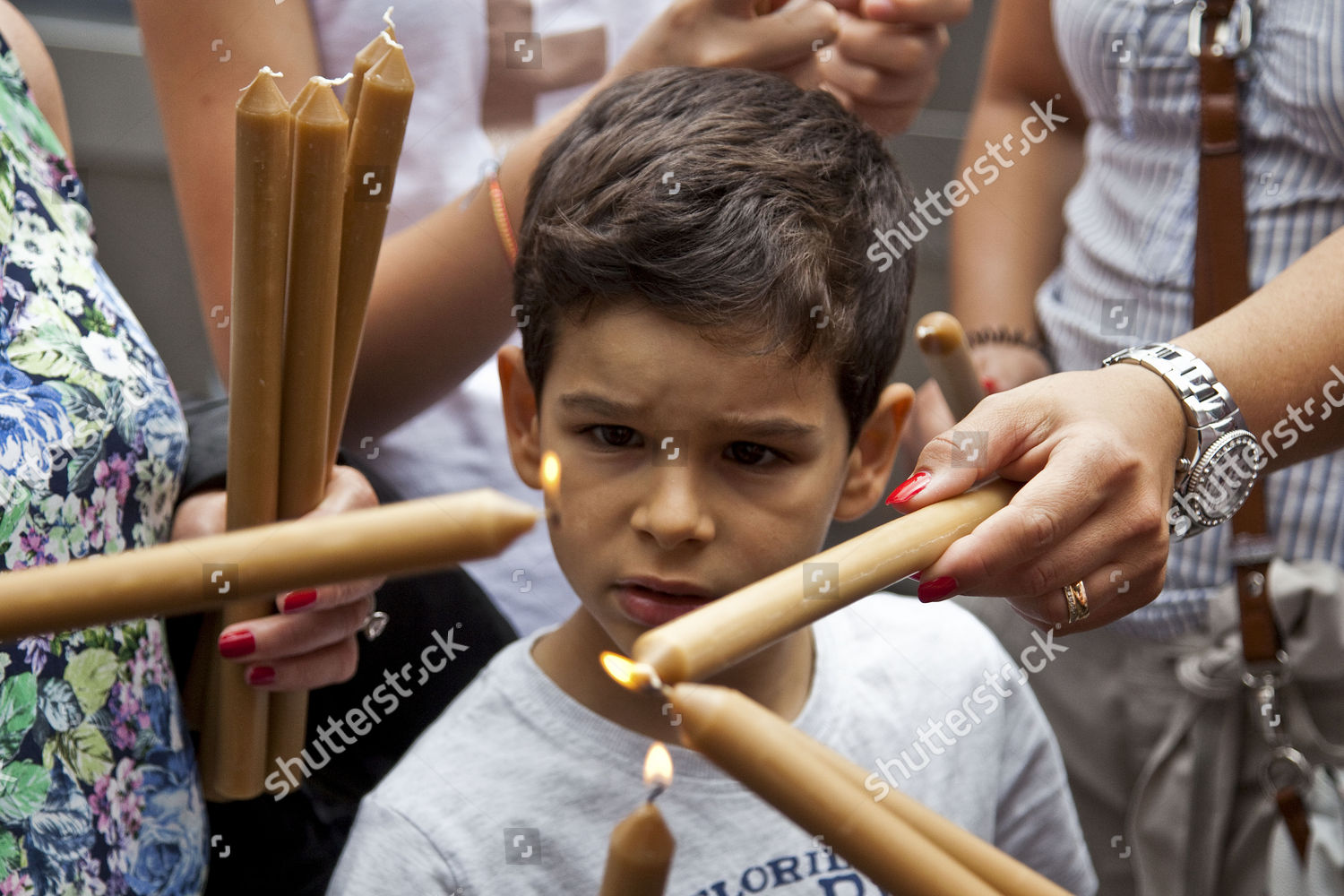 Boy Lights Candle During August Pilgrimage Editorial Stock Photo ...