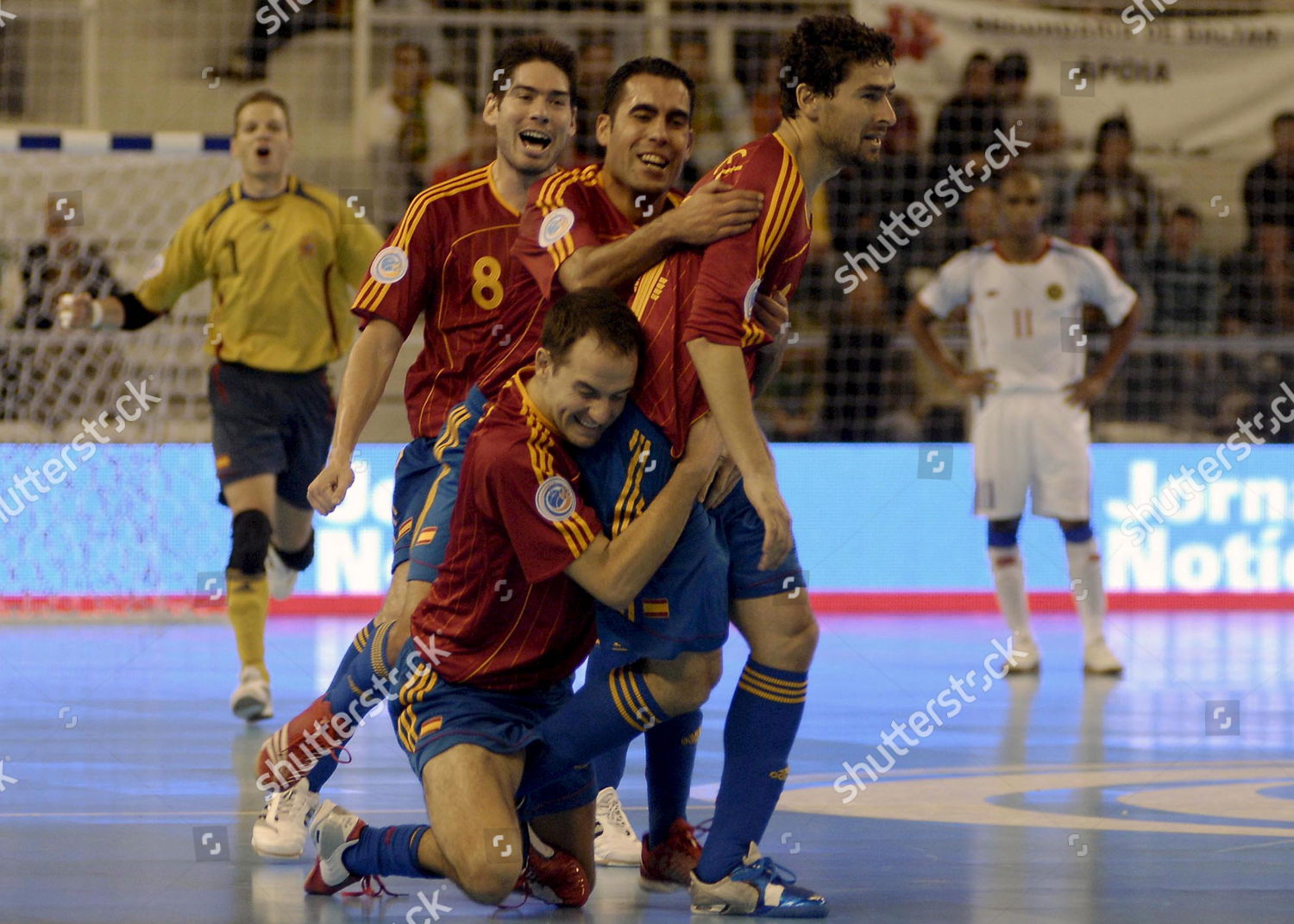 Spanish Futsal Players Celebrate After Defeating Editorial Stock Photo ...