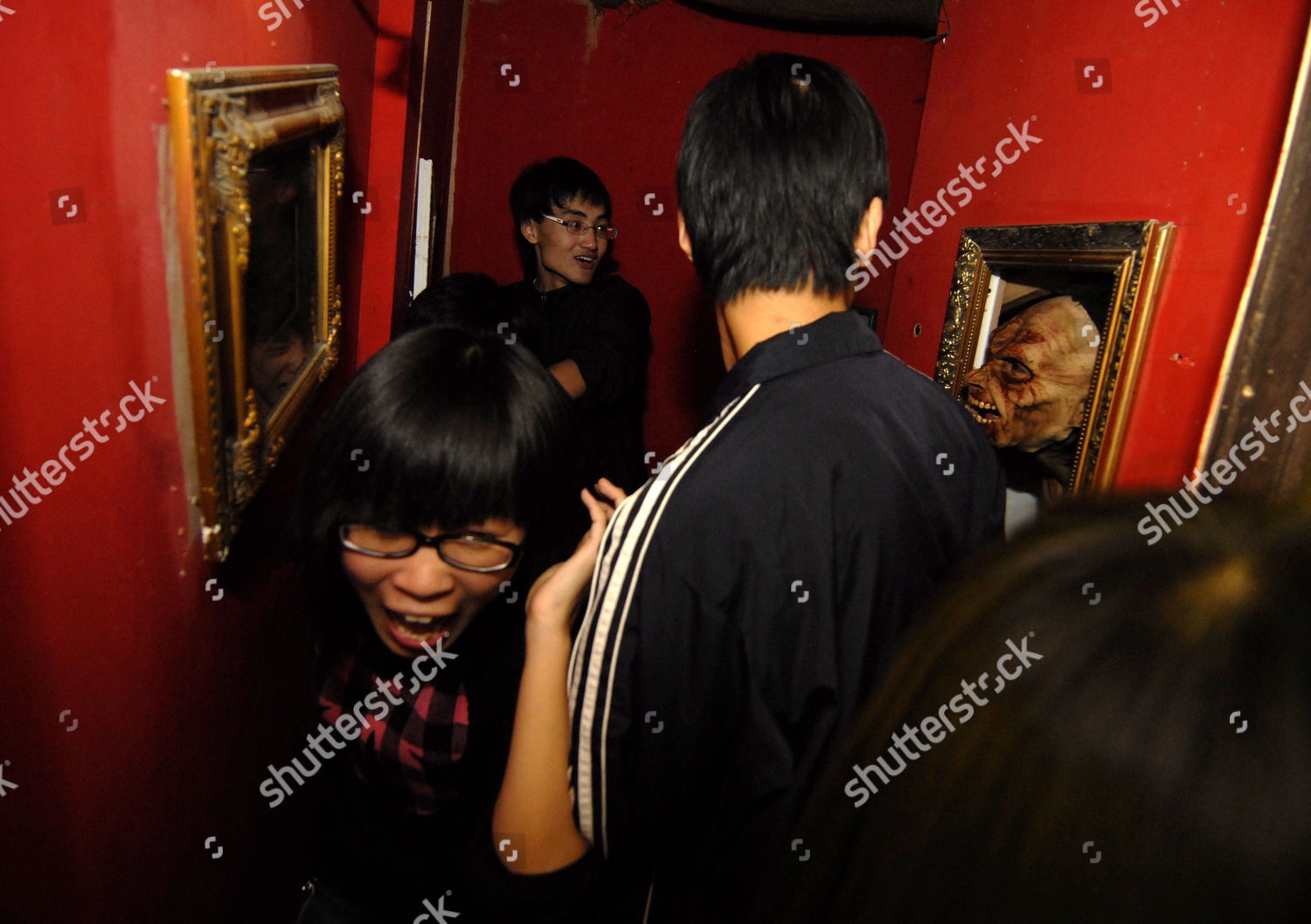 Visitors Scared By Character Popping Out Editorial Stock Photo - Stock ...