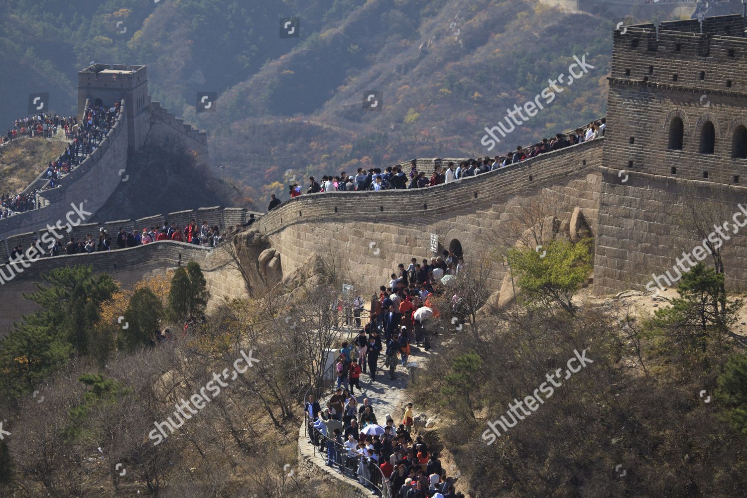 Tourists Crowd Section Great Wall Badaling Editorial Stock Photo ...