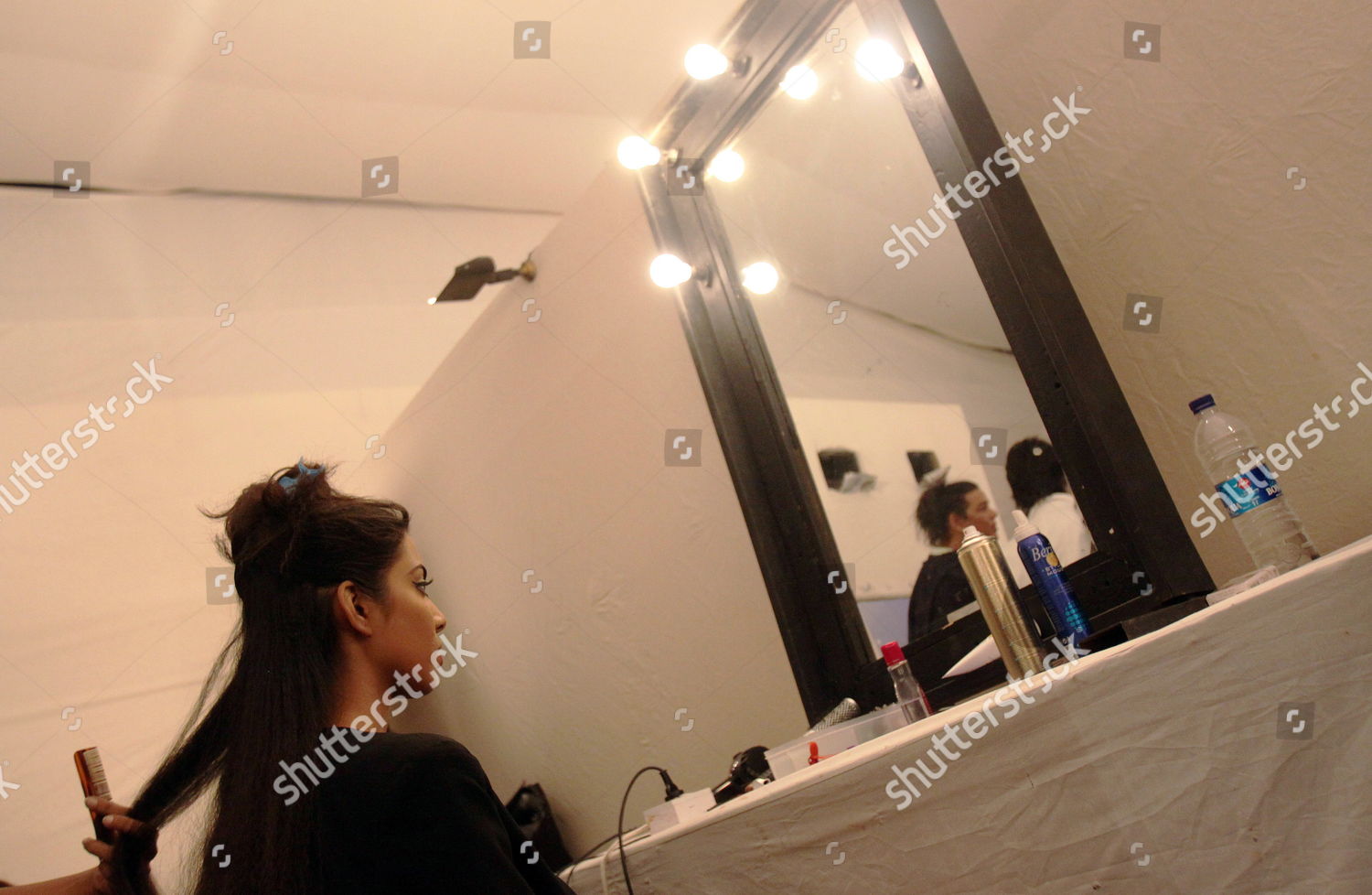 Model Gets Her Hair Done Backstage Editorial Stock Photo - Stock Image ...