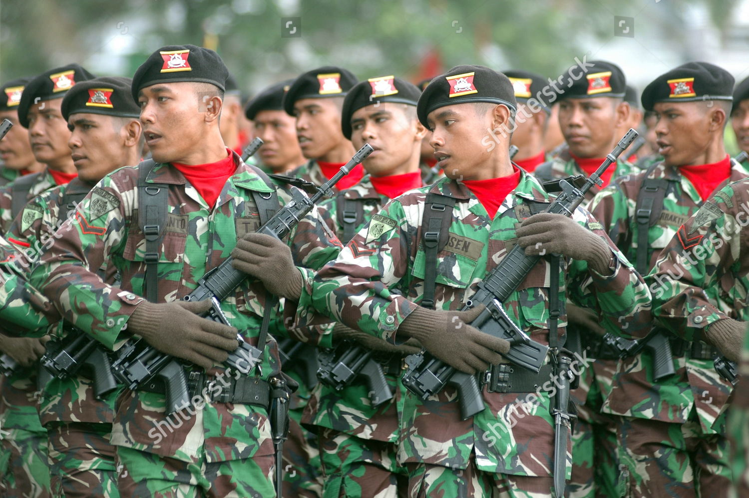 Indonesian Soldiers March During Ceremony On Editorial Stock Photo ...