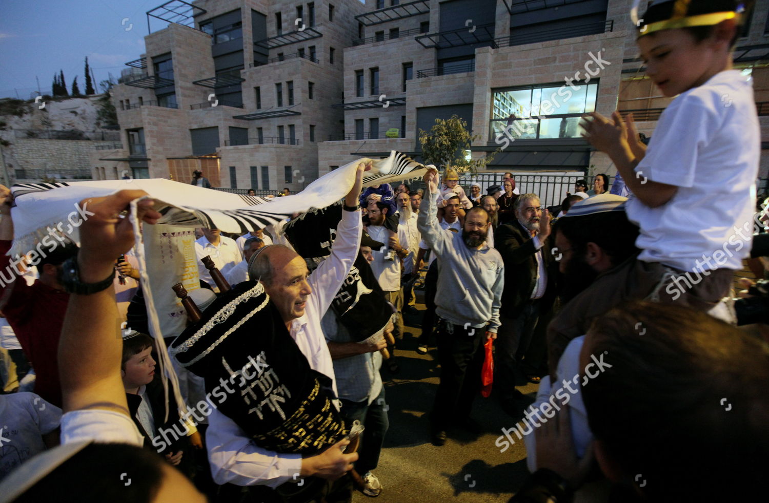 Israelis Dance Three Torah Scrolls Carried Editorial Stock Photo ...