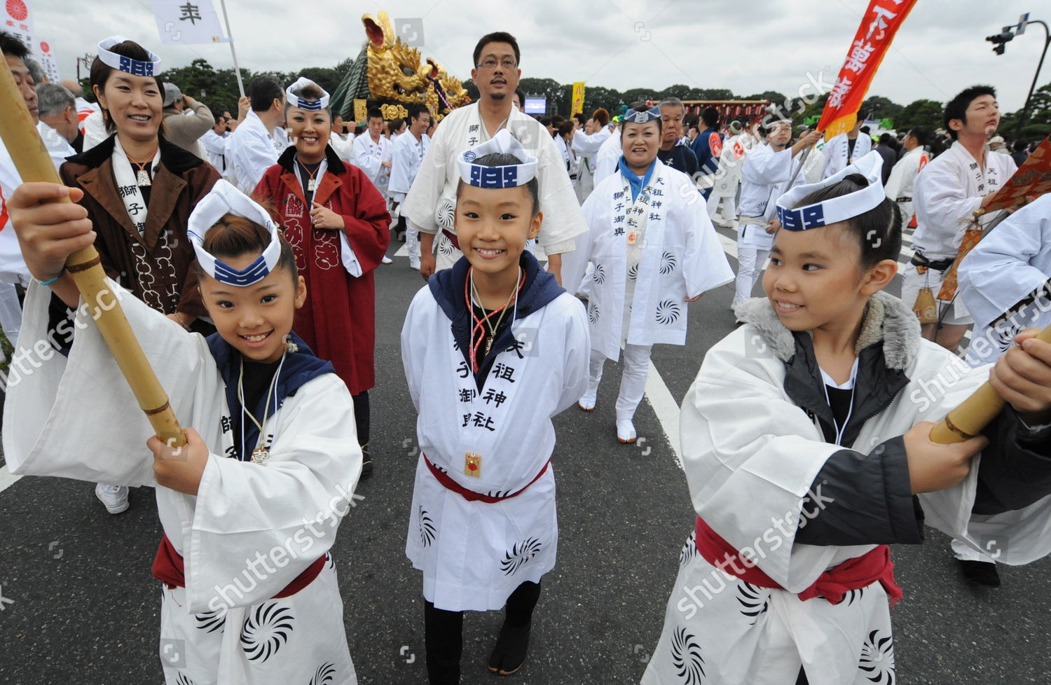 Japanese Girls Traditional Costume During Parade Editorial Stock Photo ...
