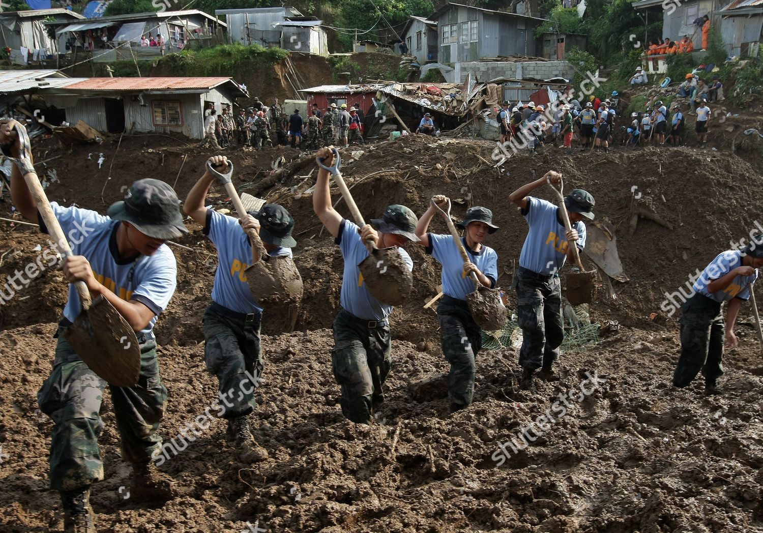 Filipino Policemen Dig On Mud During Editorial Stock Photo - Stock ...