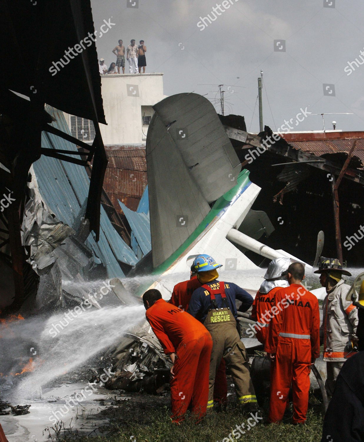 Filipino Firefighters Extinguish Fire Private Aircraft Editorial Stock ...