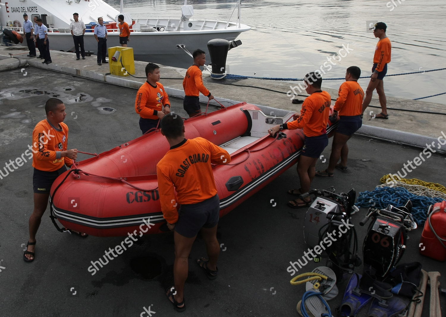 Philippine Coast Guard Carry Rubber Boat Editorial Stock Photo - Stock ...