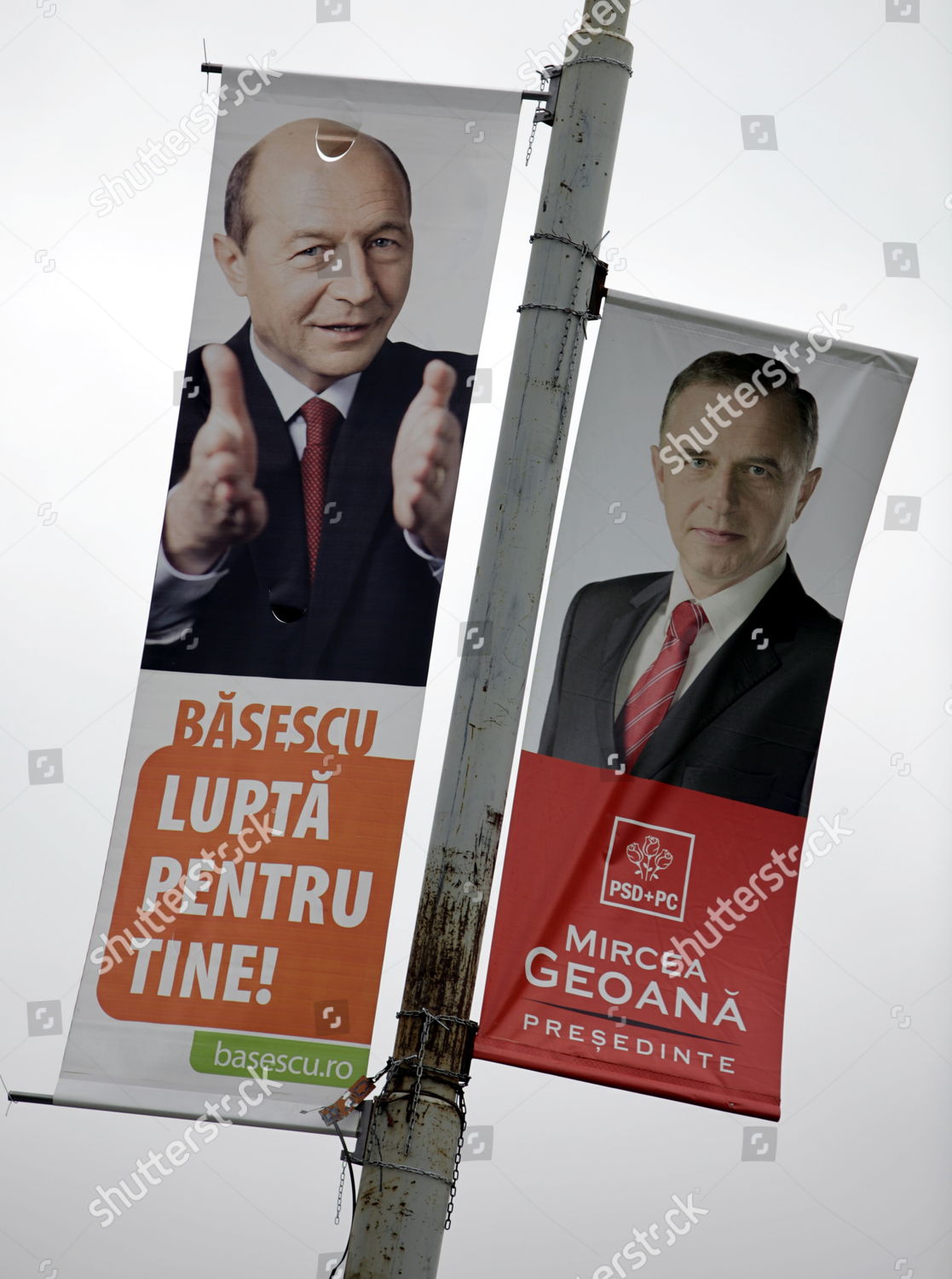 Electoral Posters Depicting Romanias Incumbent President Editorial ...