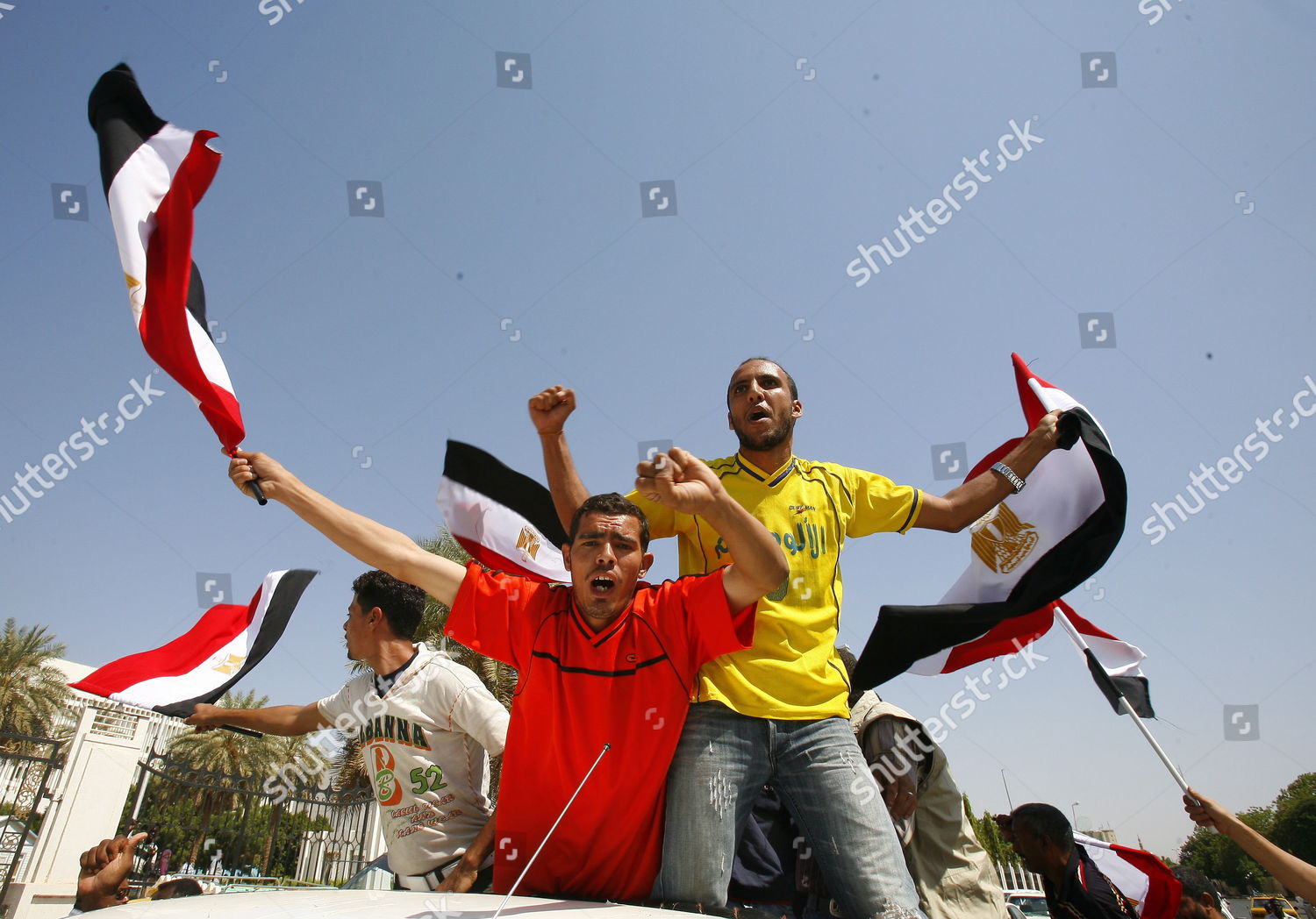 Egyptian Fans Wave Egypt Flags Khartoum Editorial Stock Photo - Stock ...