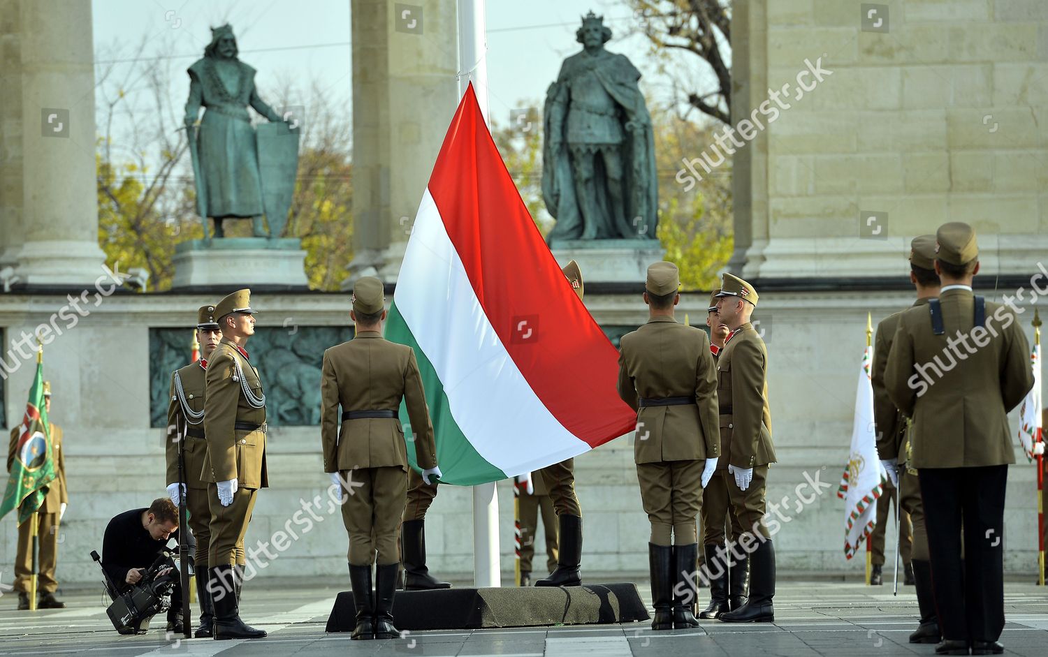 Hungarian Flag Hoisted By Honorary Guards Editorial Stock Photo - Stock ...