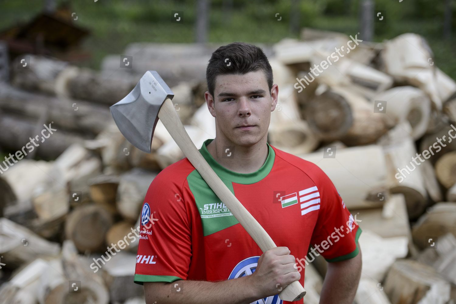 Hungarian Lumberjack Athlete Norbert Bako Poses Editorial Stock Photo ...