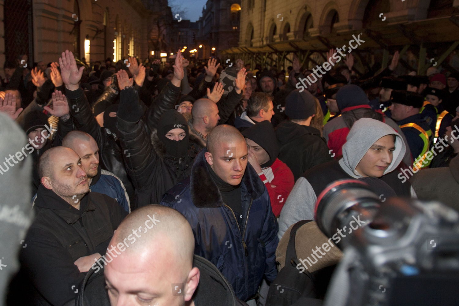 Neonazi Counterdemonstrators Raise Hands Salute Fascist Editorial Stock ...