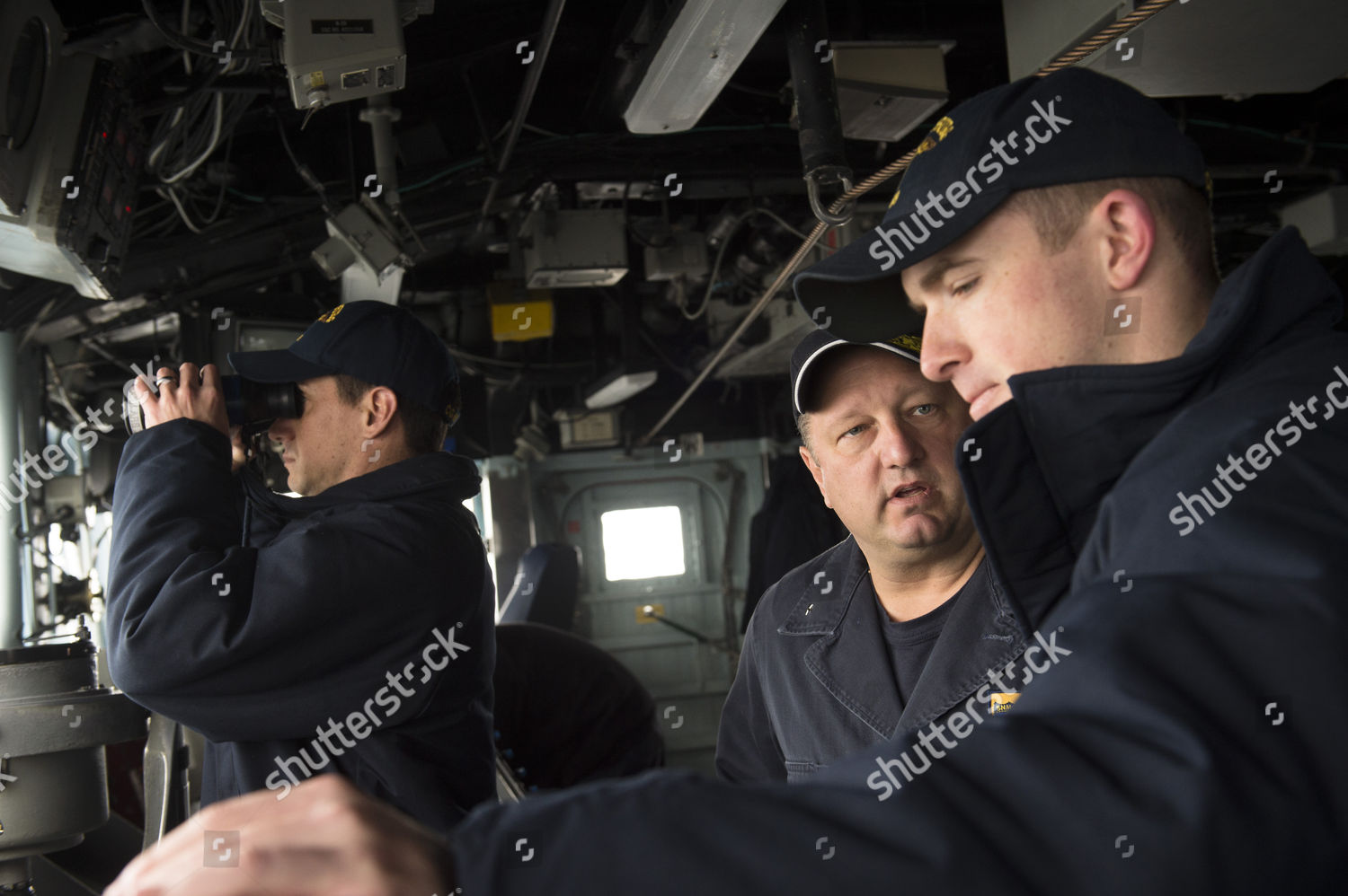 Us Navy Sailors Talk On Bridge Editorial Stock Photo - Stock Image ...