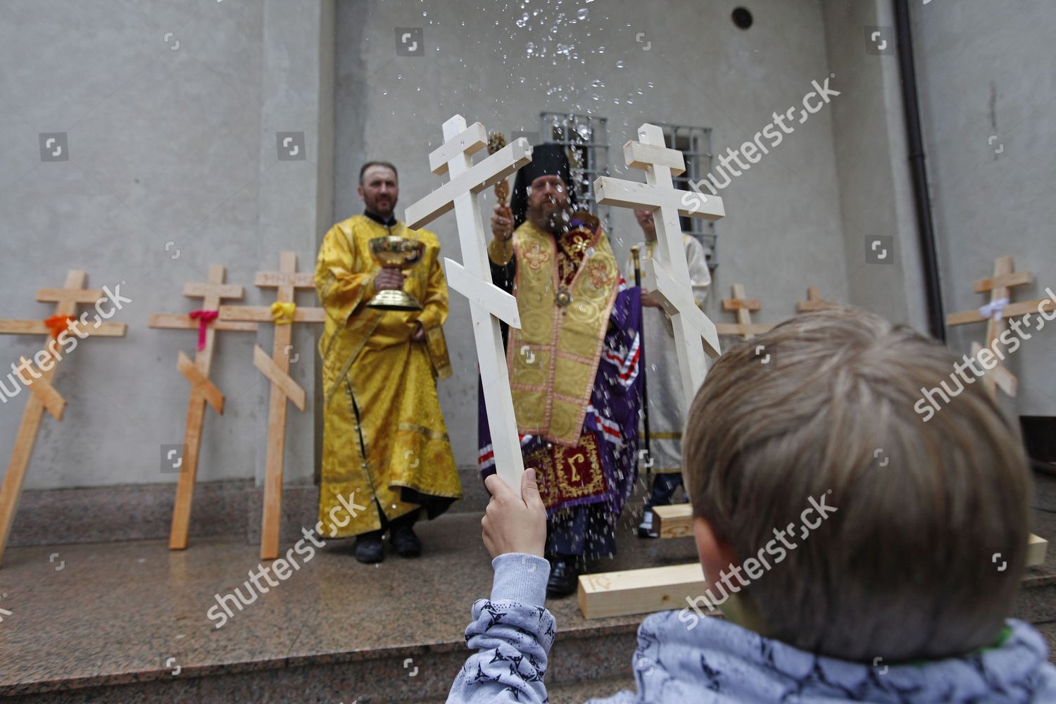 Young Boy Holds Two Crucifixes He Editorial Stock Photo - Stock Image ...
