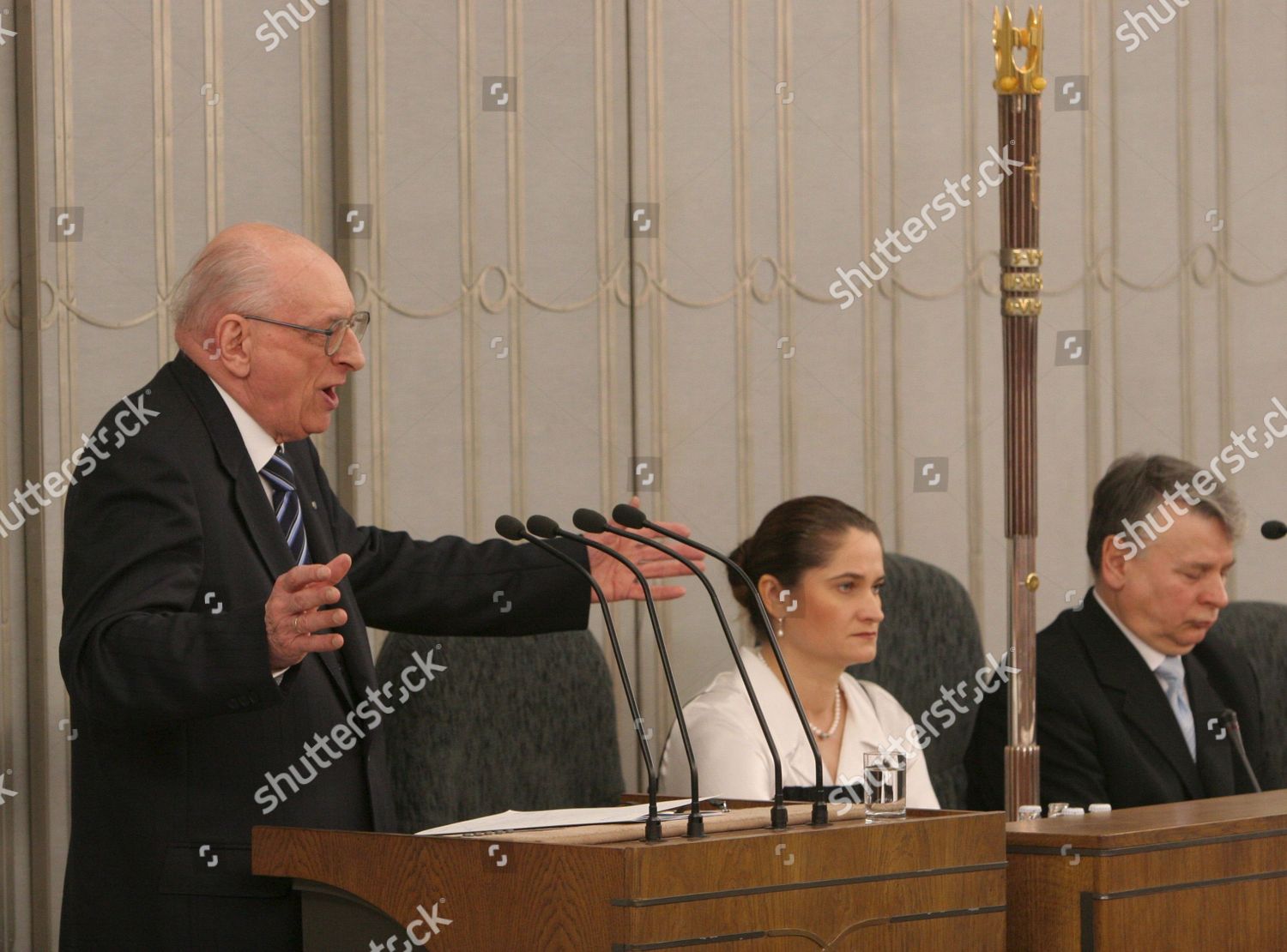 Professor Wadyslaw Bartoszewski L Speaking During Editorial Stock Photo ...