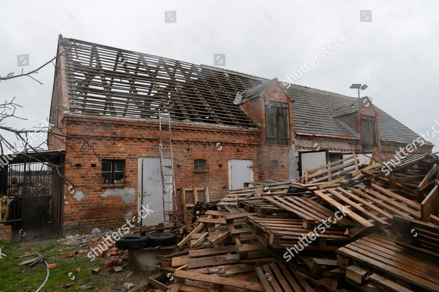 Damaged Farm Building After Storm Hit Editorial Stock Photo - Stock ...