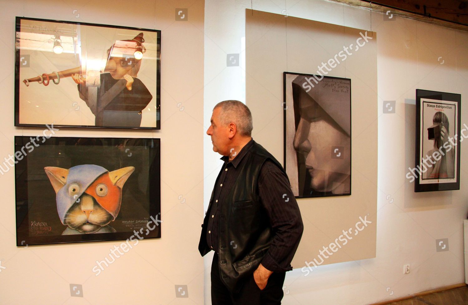 Lithuanian Graphic Artist Stasys Eidrigevieius During Editorial Stock ...