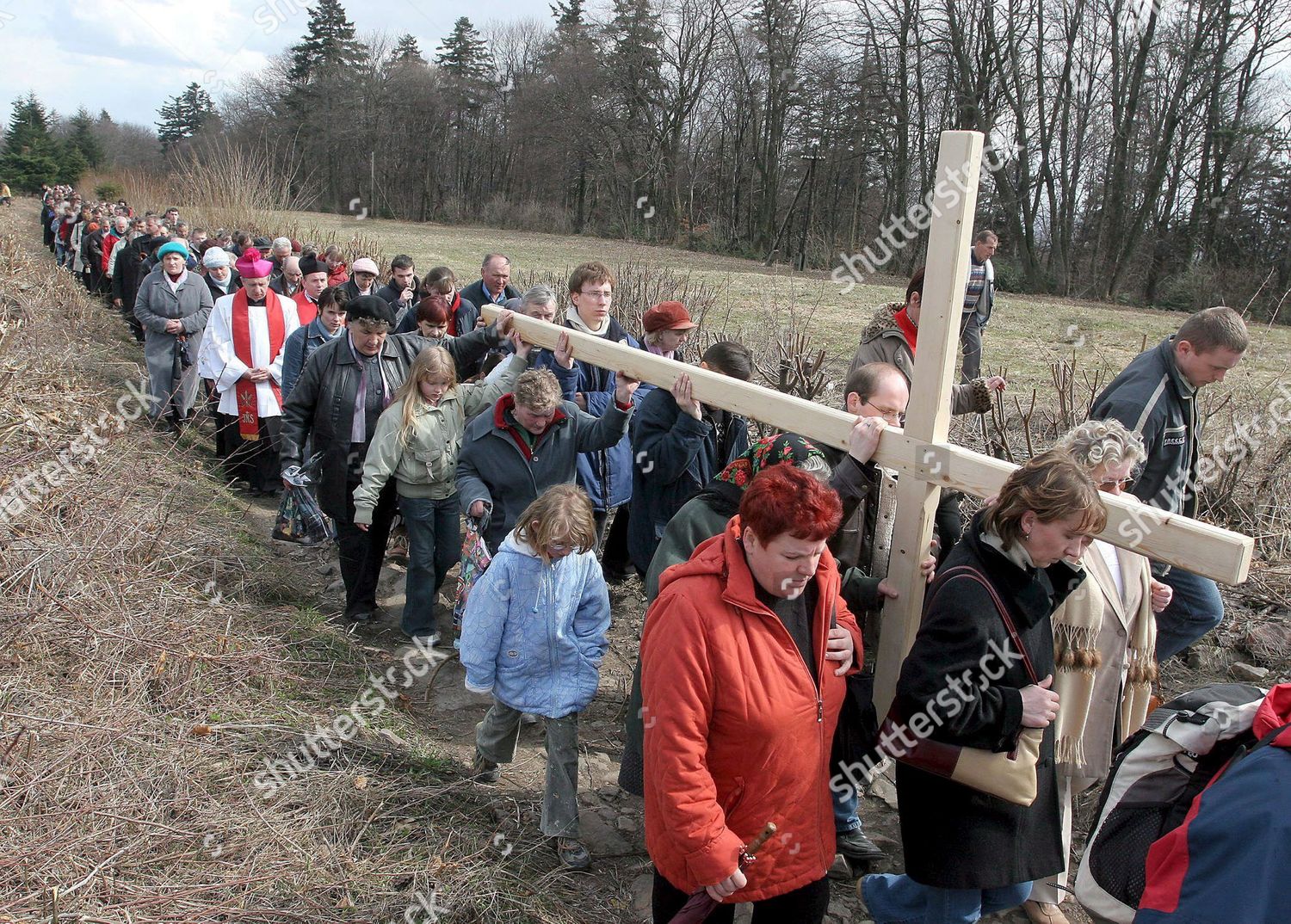 Large Wooden Cross Carried By Christians Editorial Stock Photo - Stock ...