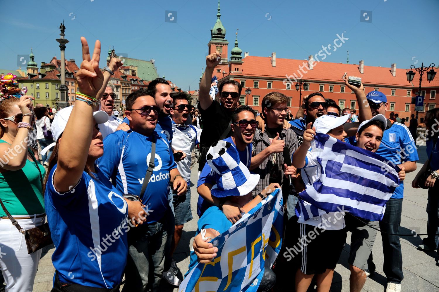 Greek Supporters Cheer Downtown Warsaw Poland Editorial Stock Photo ...