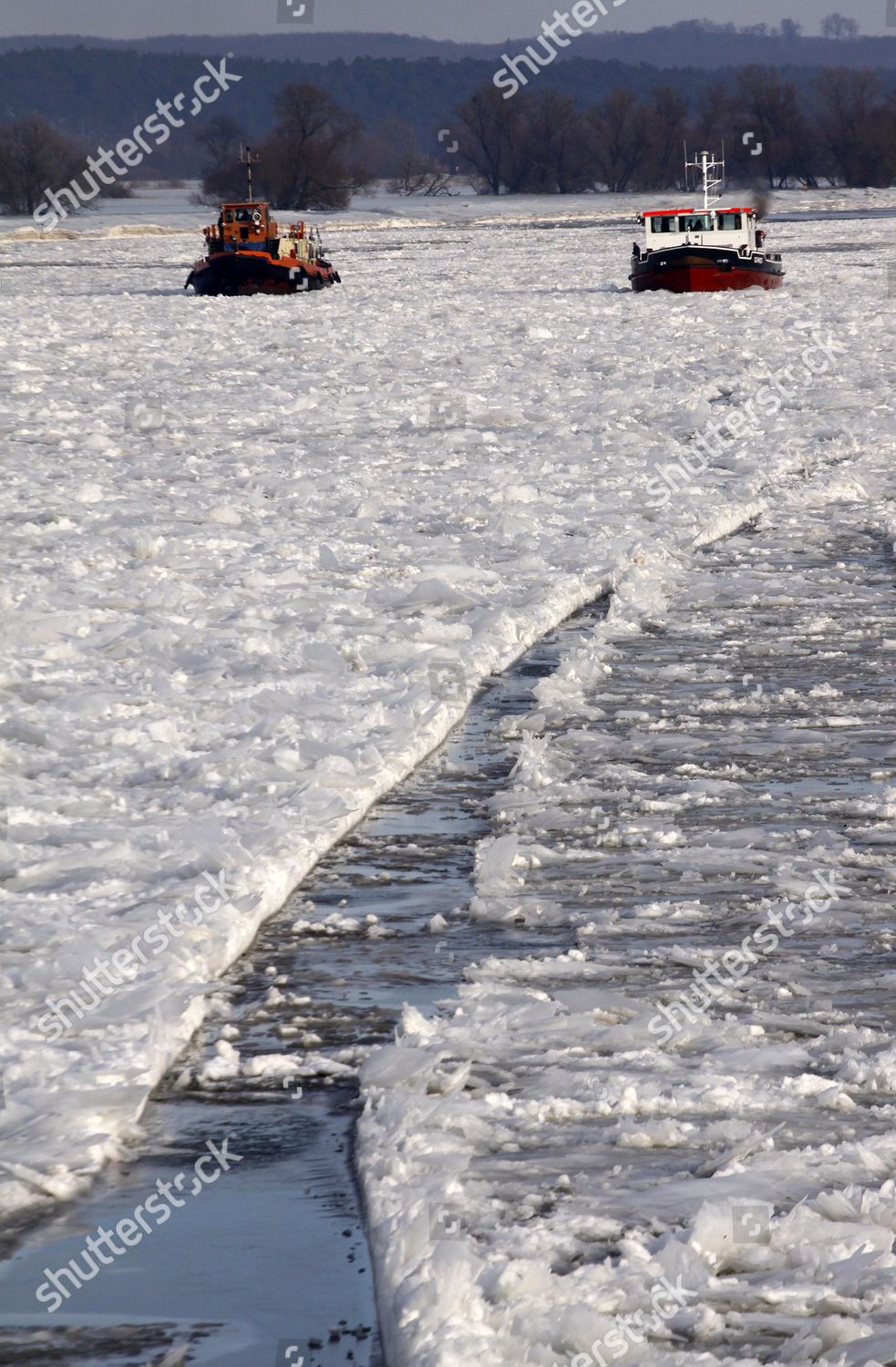 Icebreakers Make Their Way On Frozen Editorial Stock Photo - Stock ...