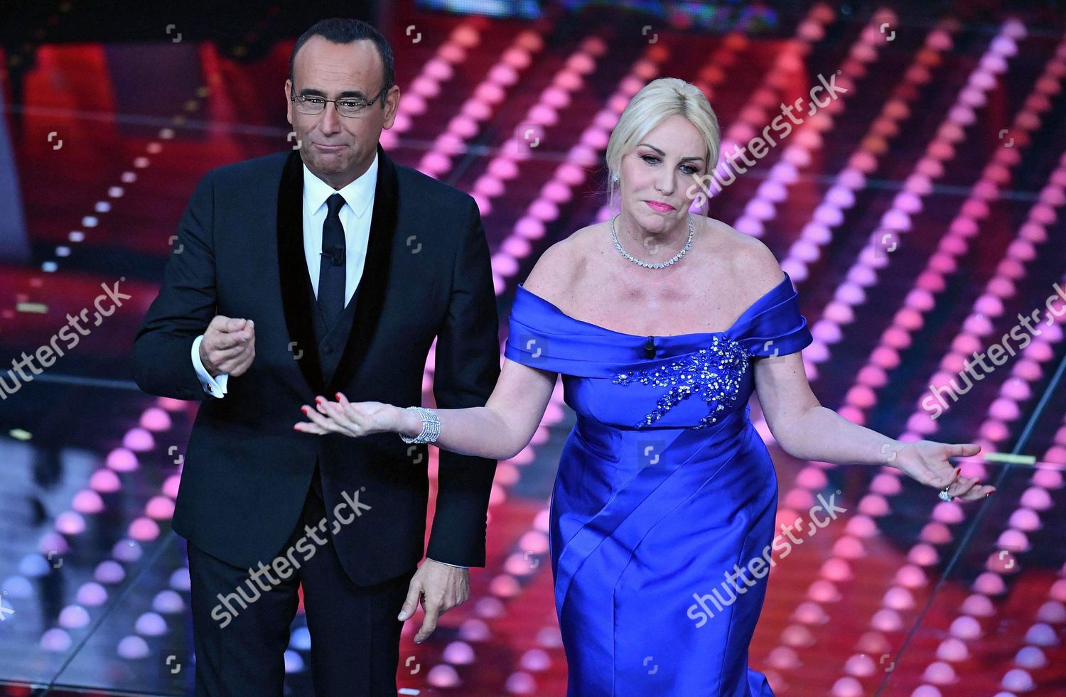 Italian Hosts Carlo Conti Antonella Clerici Editorial Stock Photo ...