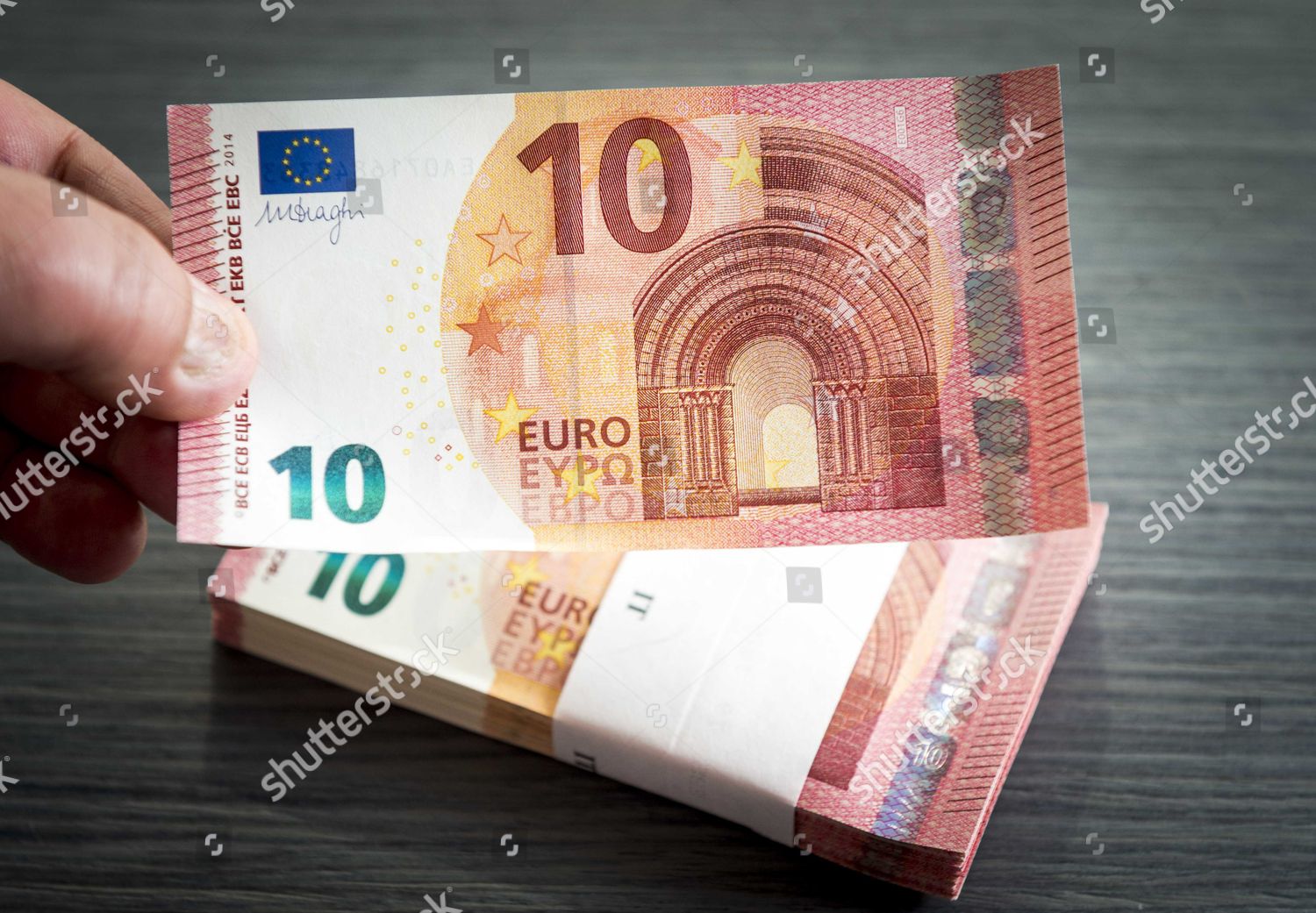 Redesigned Ten Euro Notes Displayed Building Editorial Stock Photo ...