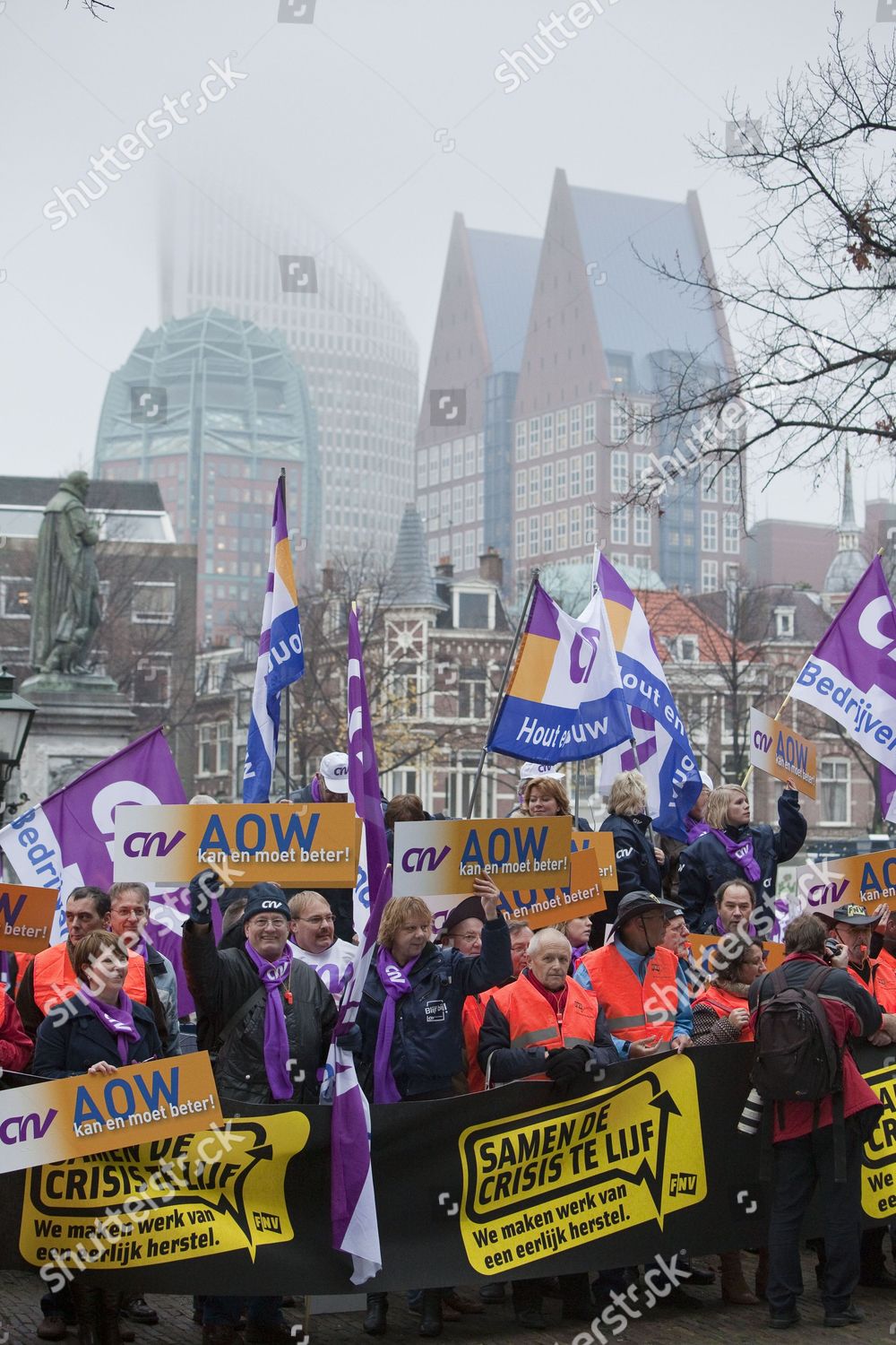 Trade Unions Fnv Cnv Protest Against Editorial Stock Photo - Stock ...