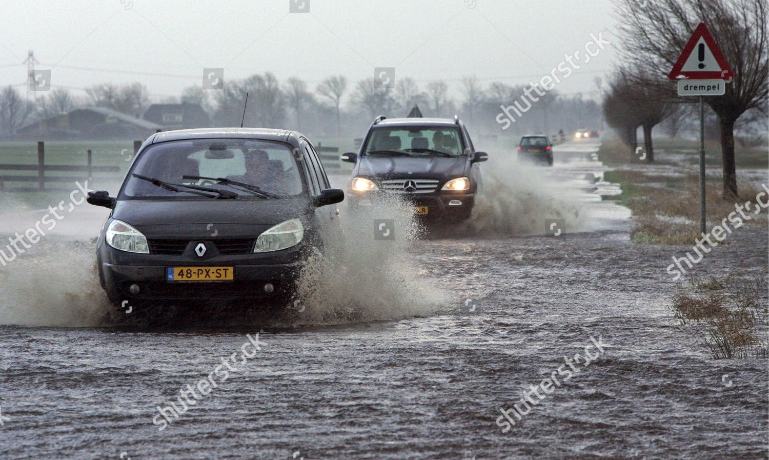 Cars Drive Through Huge Puddles Water Editorial Stock Photo - Stock ...