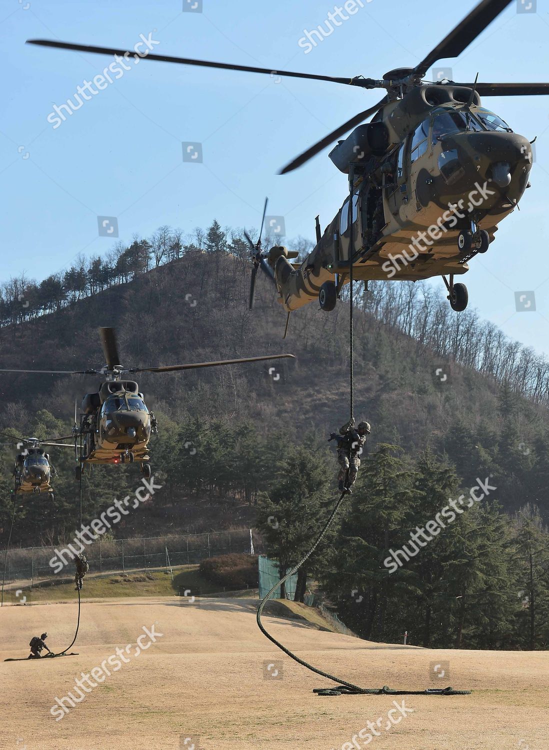 Soldiers Rappel Helicopter Army Training Center Editorial Stock Photo ...