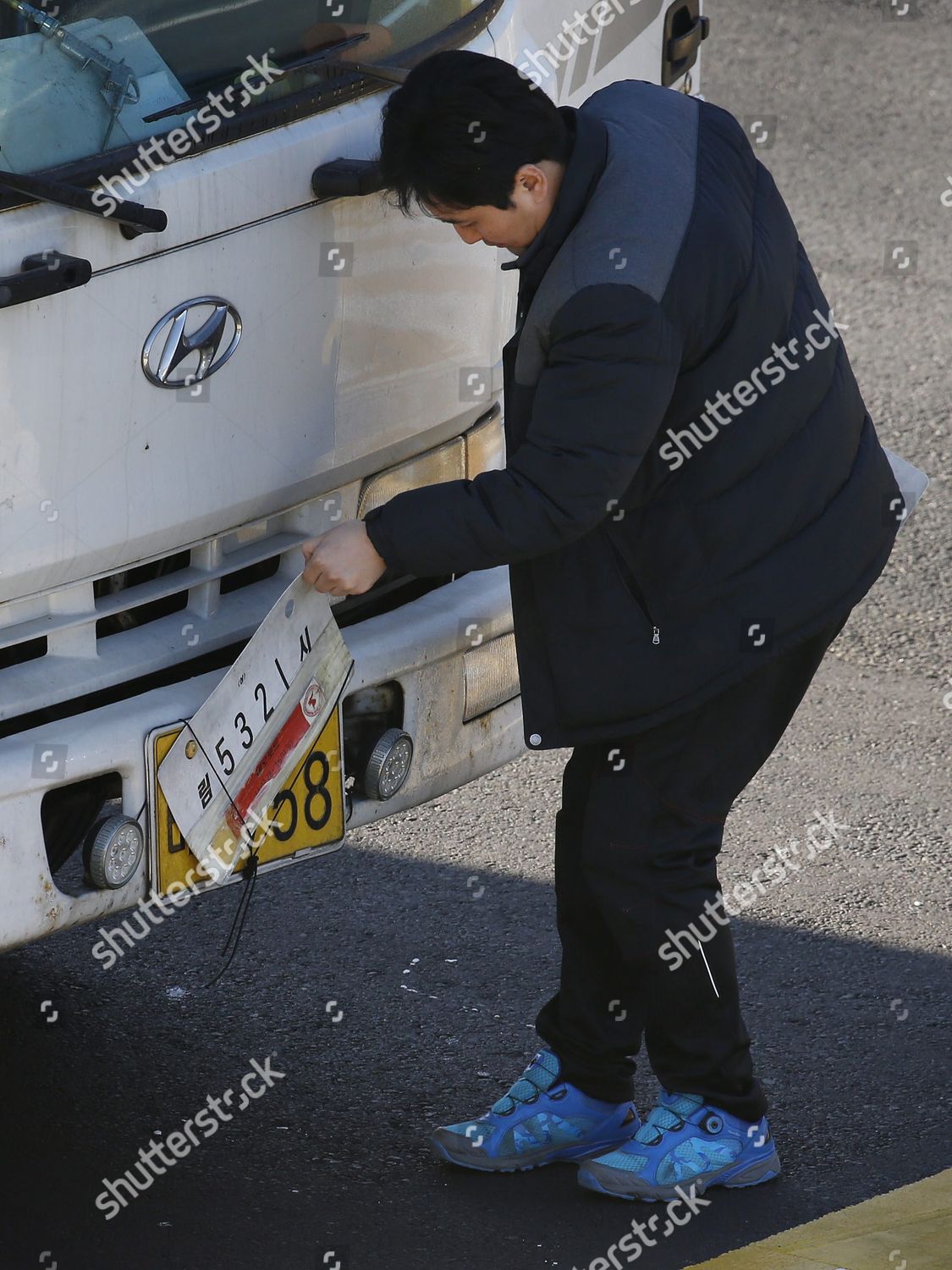 South Korean Driver Takes Temporary North Editorial Stock Photo - Stock ...