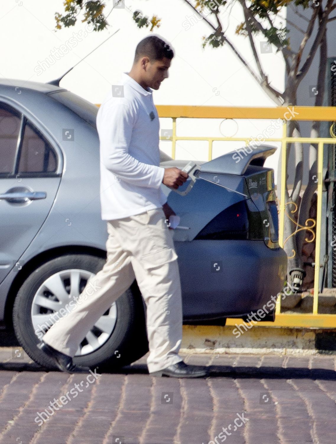 Security Guard Checks Vehicles They Arrive Editorial Stock Photo ...