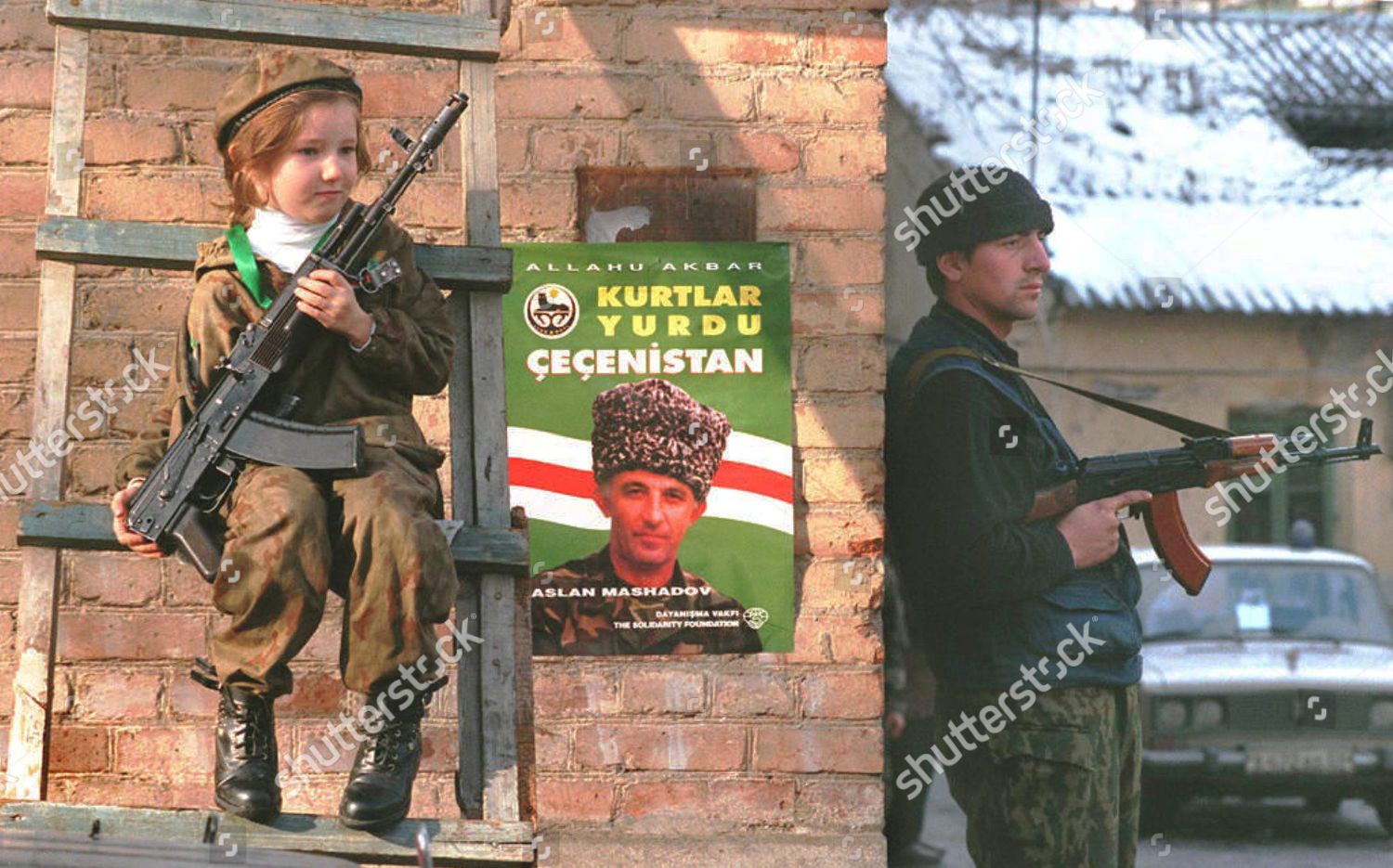 Chechen Girl Holding Kalashnikov Machinegun Sits Editorial Stock Photo ...