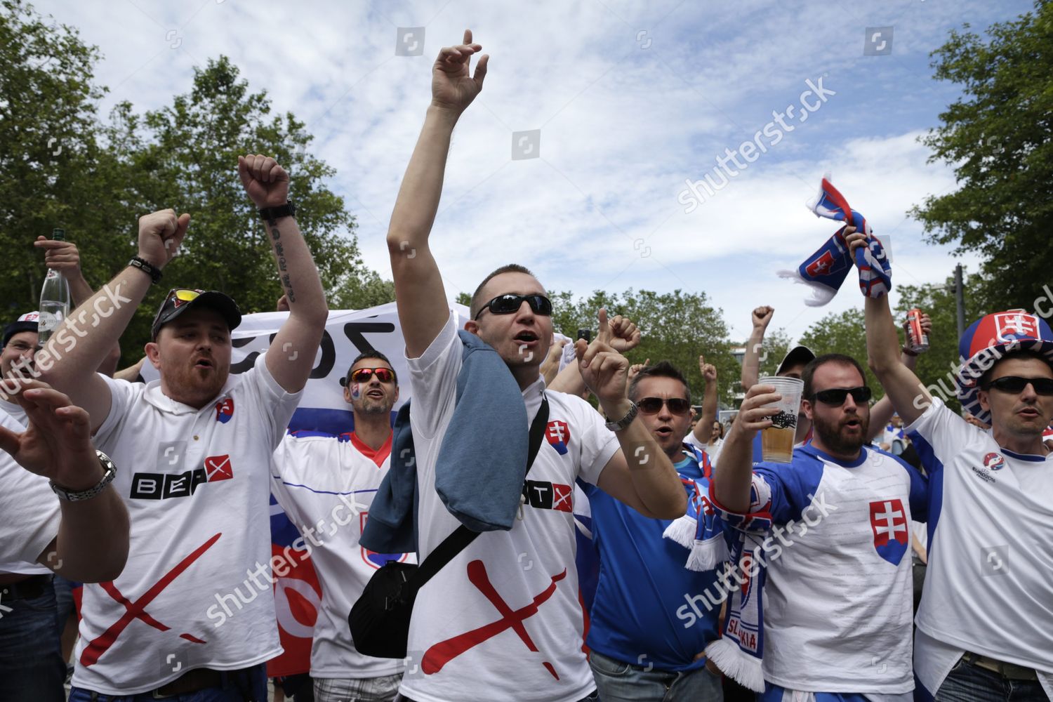 Slovakia Fans On Streets Saintetienne France Editorial Stock Photo ...