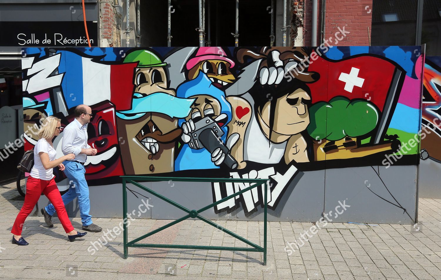 Pedestrians Pass Graffiti Lens France 07 Editorial Stock Photo - Stock ...