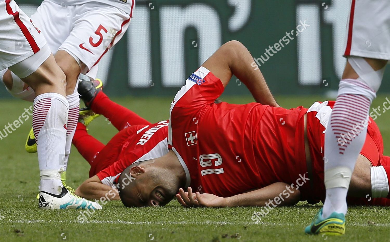 Eren Derdiyok Switzerland Reacts During Uefa Editorial Stock Photo ...