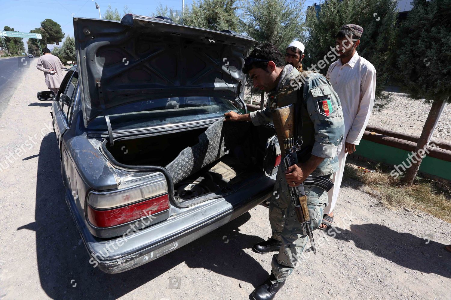 Afghan Security Official Checks Vehicle Checkpost Editorial Stock Photo ...