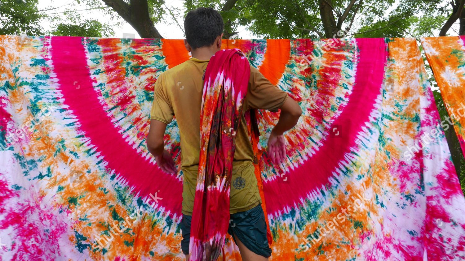 Bangladesh Worker Drying Batik Print Cloth Editorial Stock Photo ...