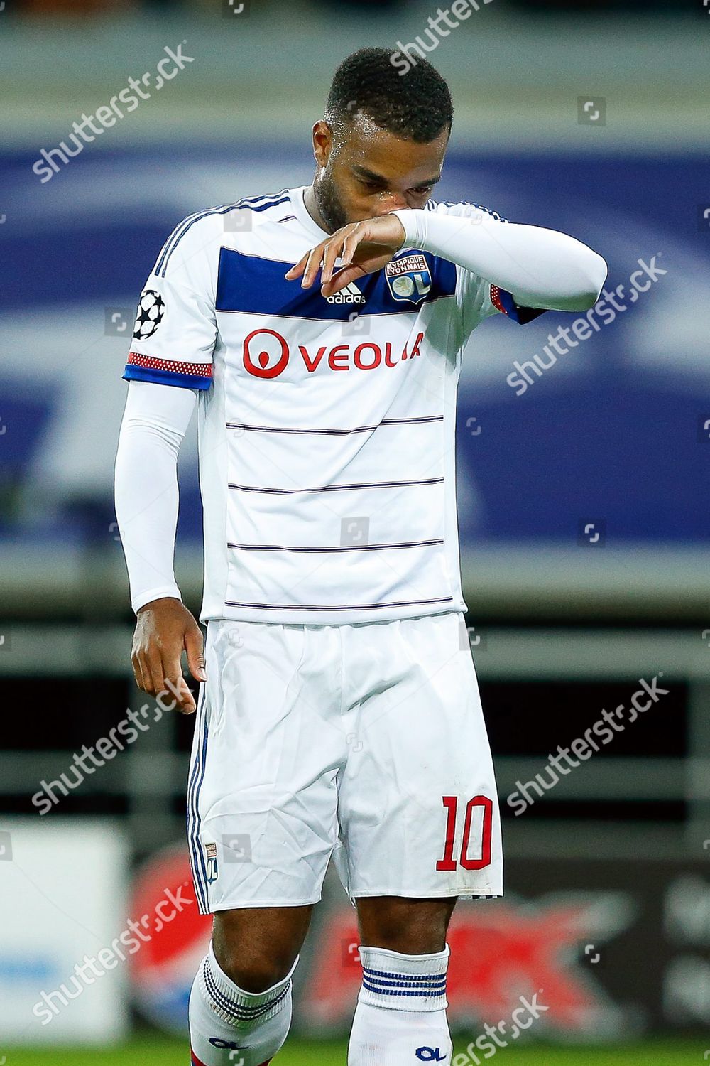 Lyons Alexandre Lacazette Reacts During Uefa Editorial Stock Photo ...