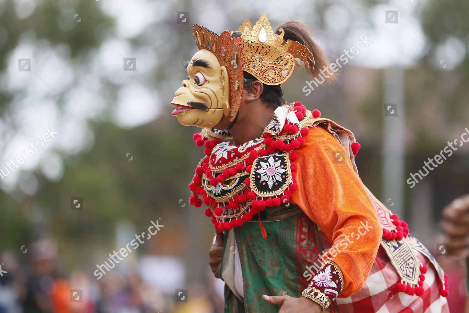 Masked Balinese Dancer Performs During Cultural Editorial Stock Photo ...