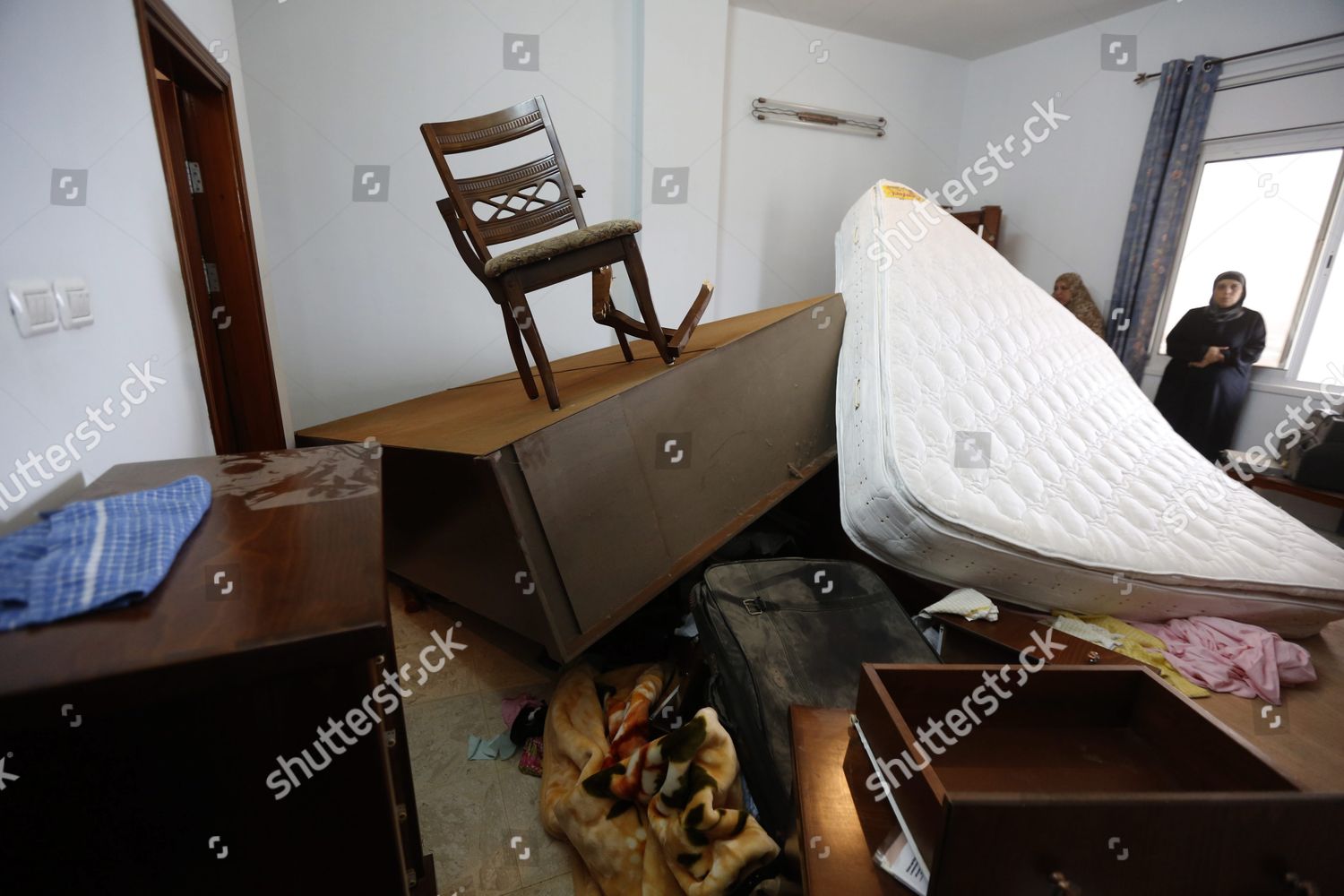 Palestinians Check Their Damaged Bedroom Following Editorial Stock ...