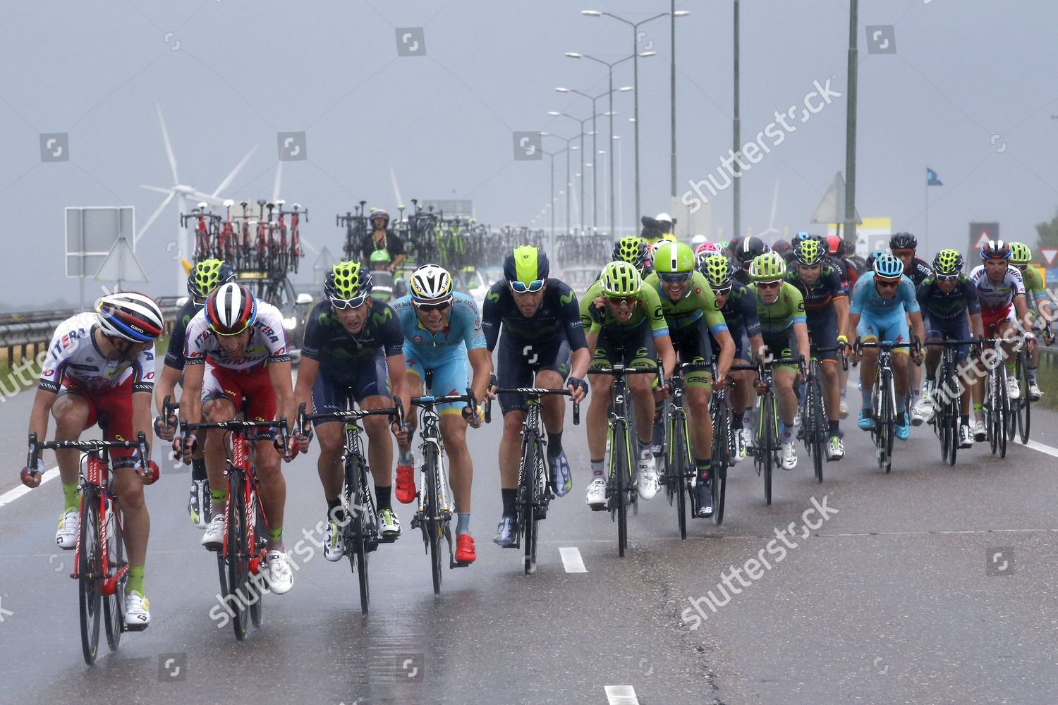 Peleton Riders Form Echelon Across Road Editorial Stock Photo - Stock ...
