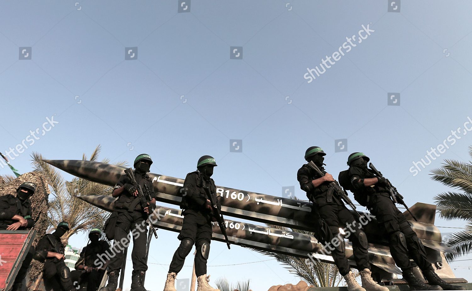 Palestinian Al Qassam Fighters Pose Their Editorial Stock Photo - Stock ...