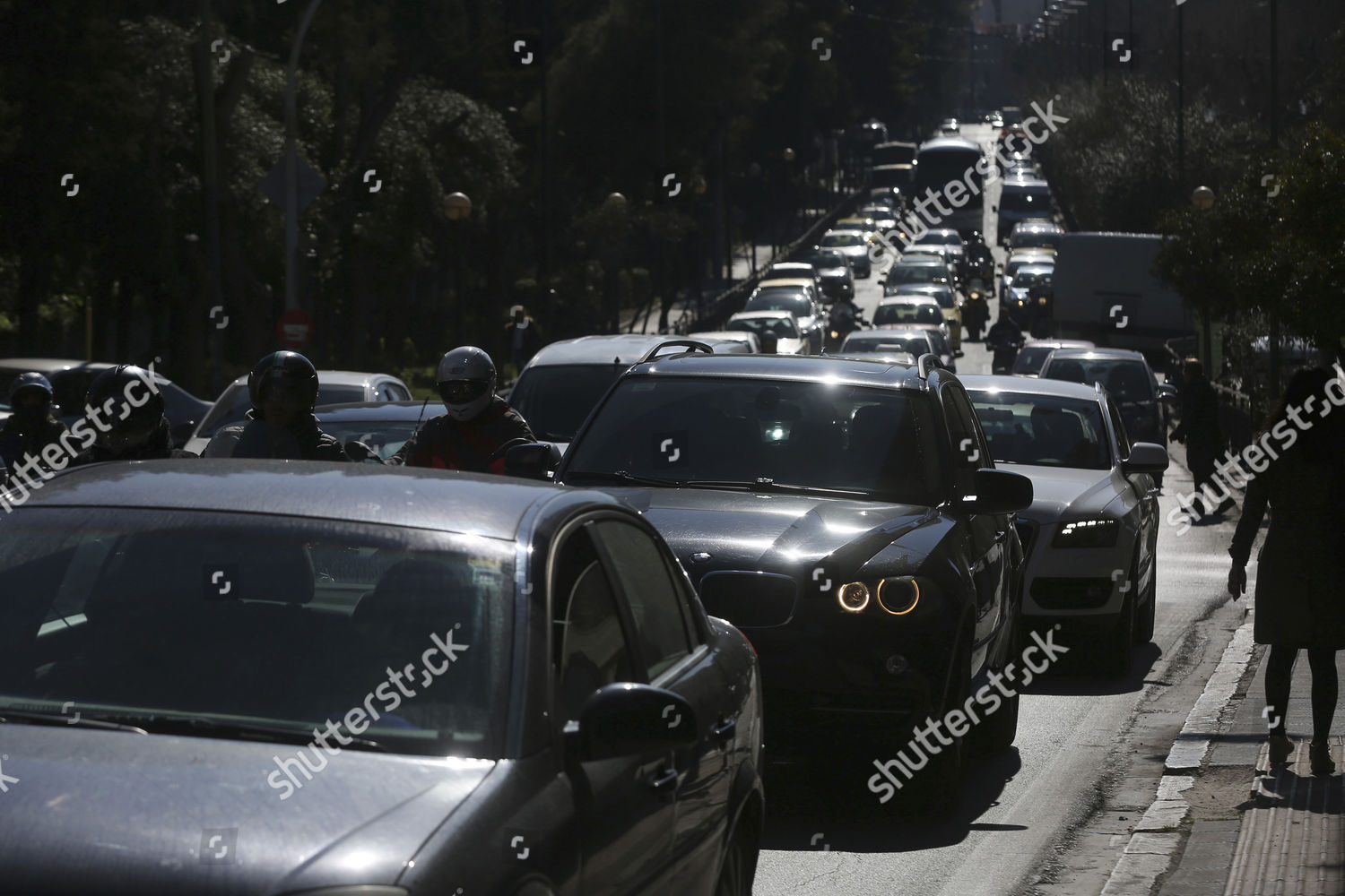 Traffic Jam Blocks Main Street Athens Editorial Stock Photo - Stock ...