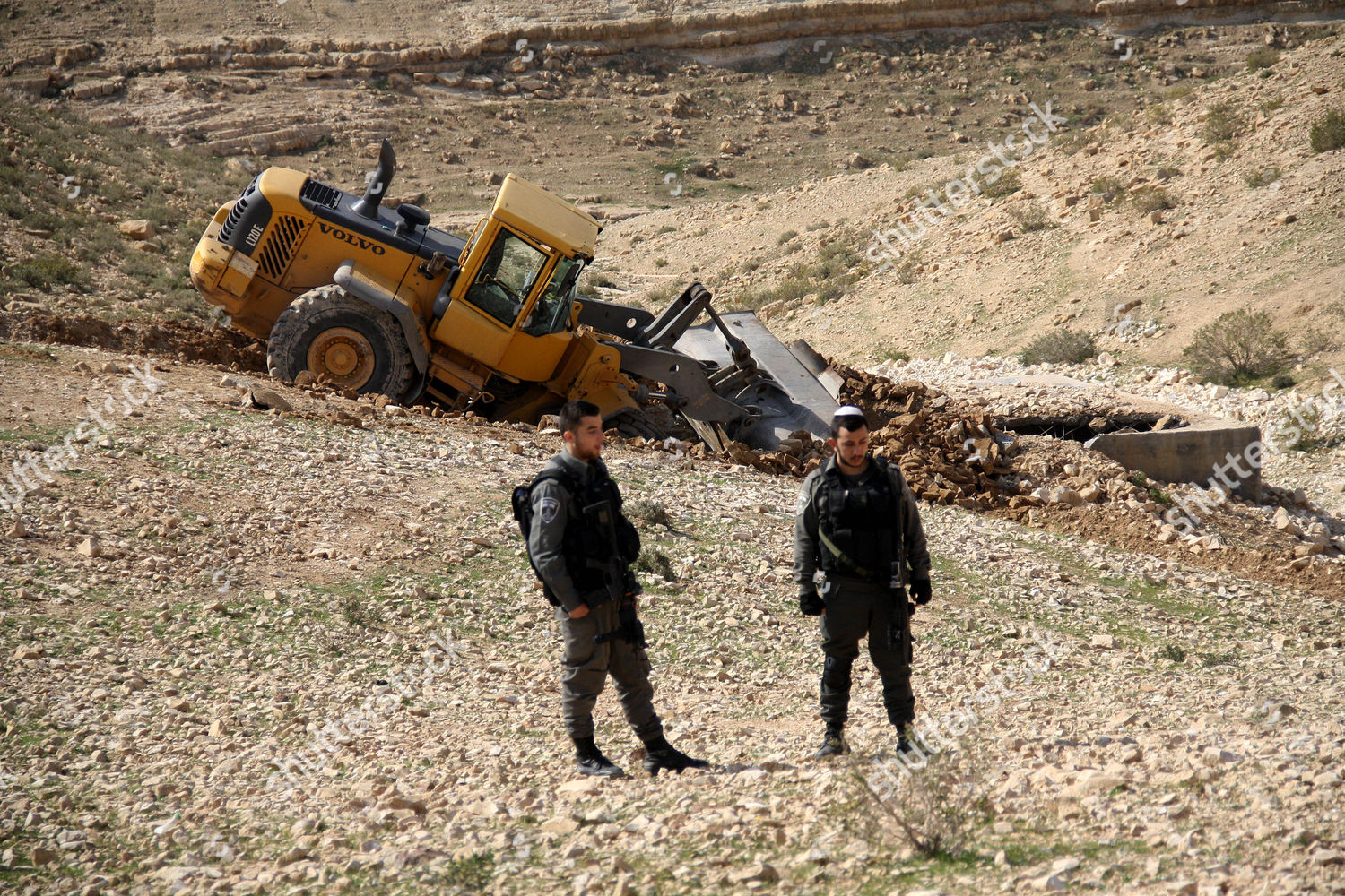 Israeli Army Soldiers Patrol Near Bulldozer Editorial Stock Photo ...