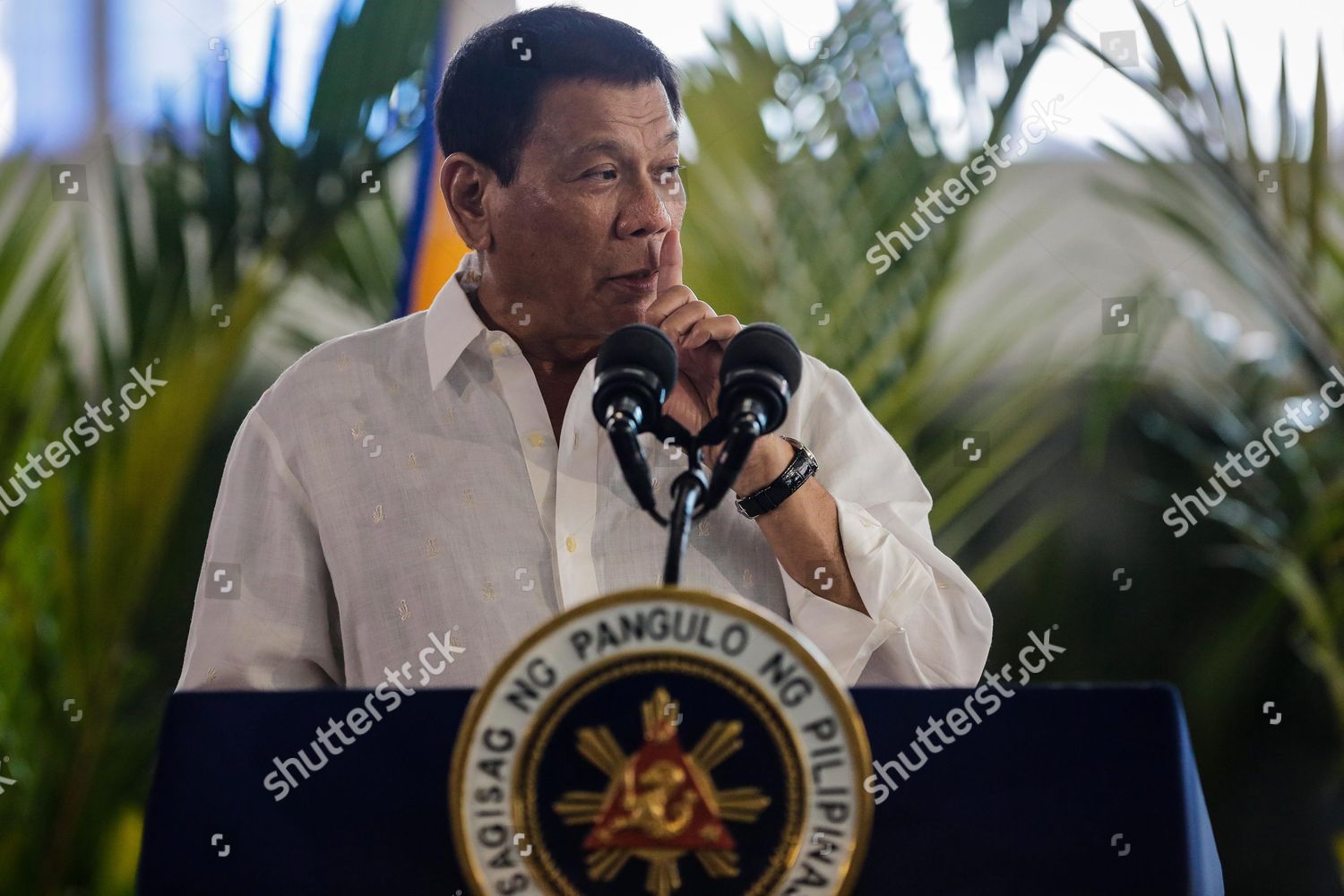 Philippine President Rodrigo Duterte Gestures During Editorial Stock ...