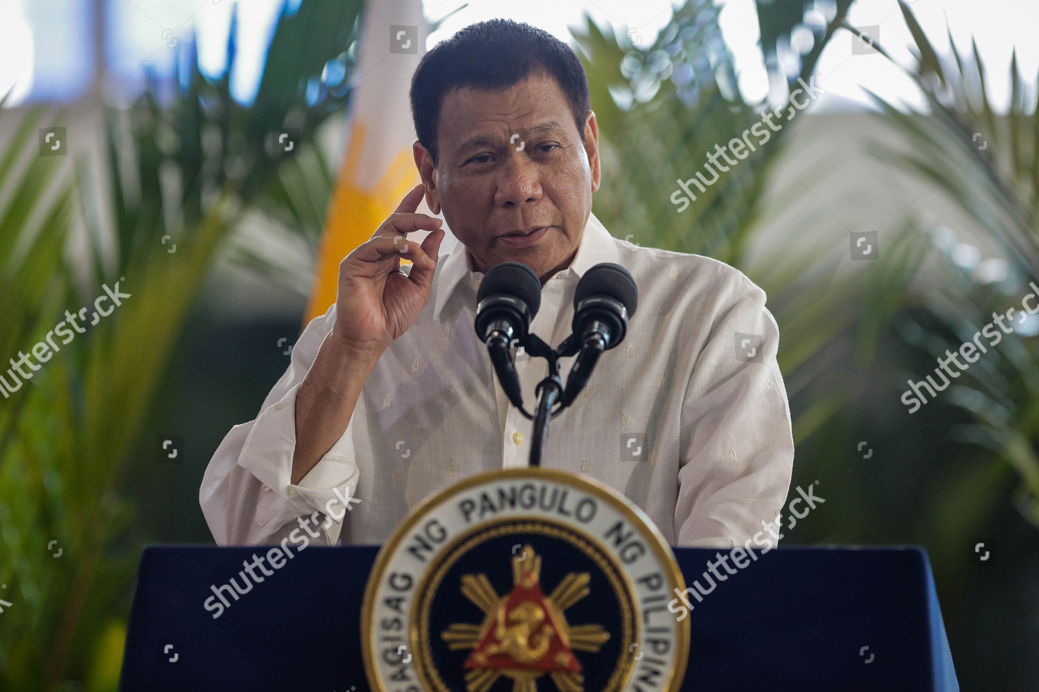 Philippine President Rodrigo Duterte Gestures During Editorial Stock ...