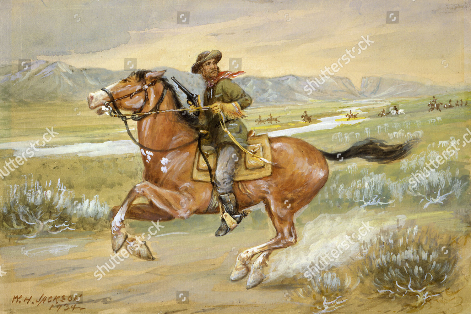 Pony Express Rider Painted 1934 Sending Editorial Stock Photo - Stock ...