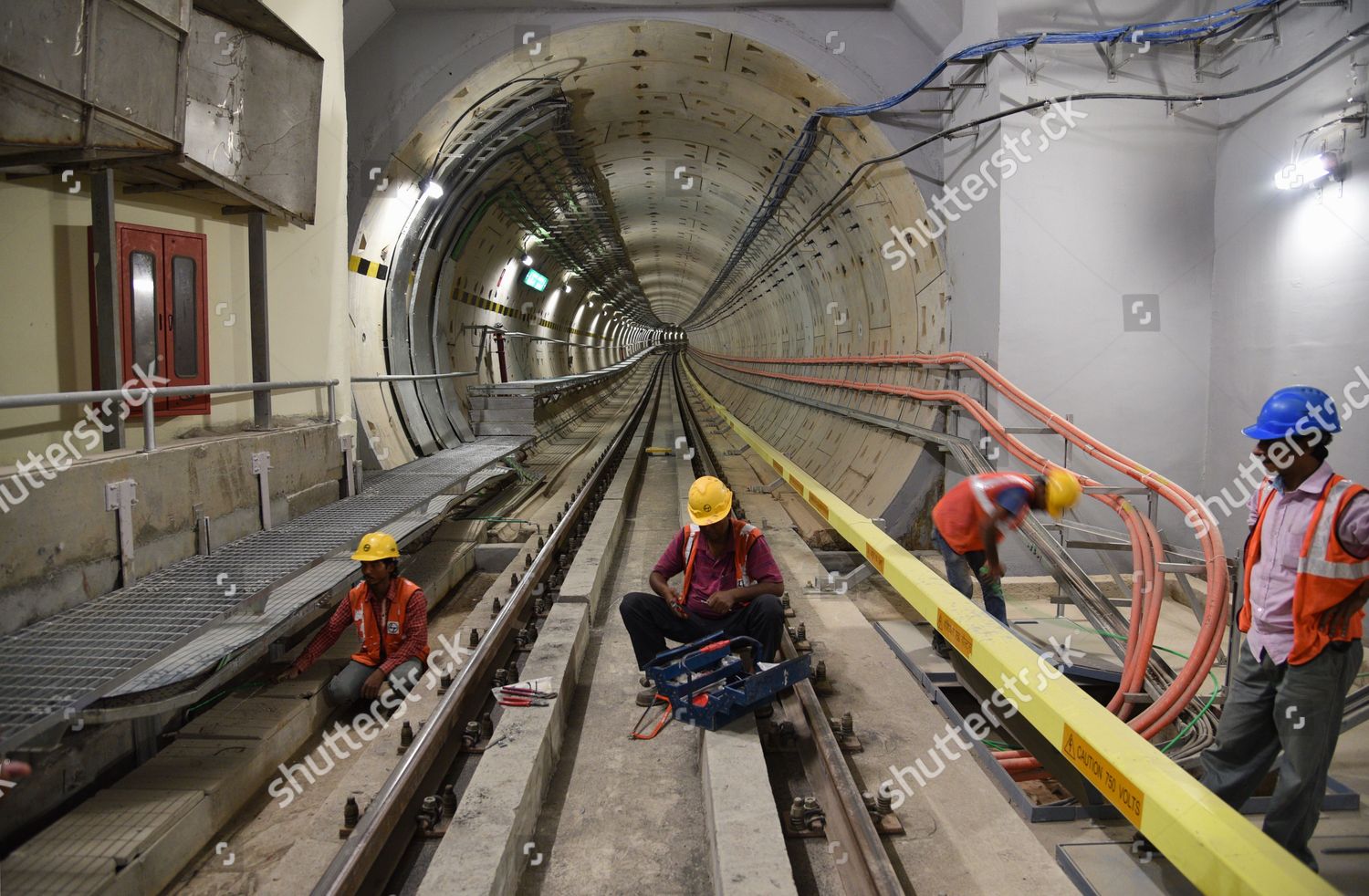 Metro Employees Inspect Track Namma Metro Editorial Stock Photo - Stock ...